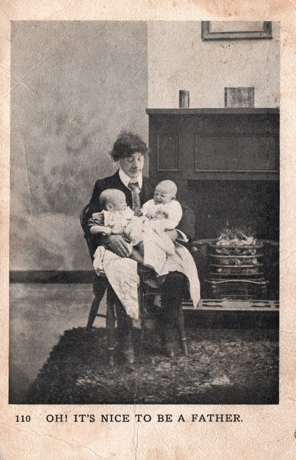 Vintage Postcard "Oh! It's Nice to BE a Father." DAD With Twins Humor C ...