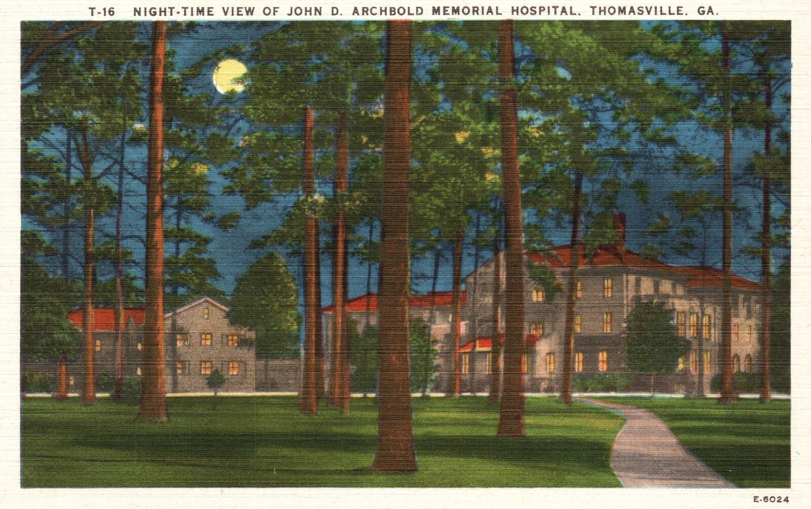 Vintage Postcard Night John D. Archbold Memorial Hospital Thomasville ...