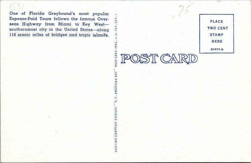 Greyhound Bus That Goes To Sea Seven Mile Bridge Miami Key West VTG ...