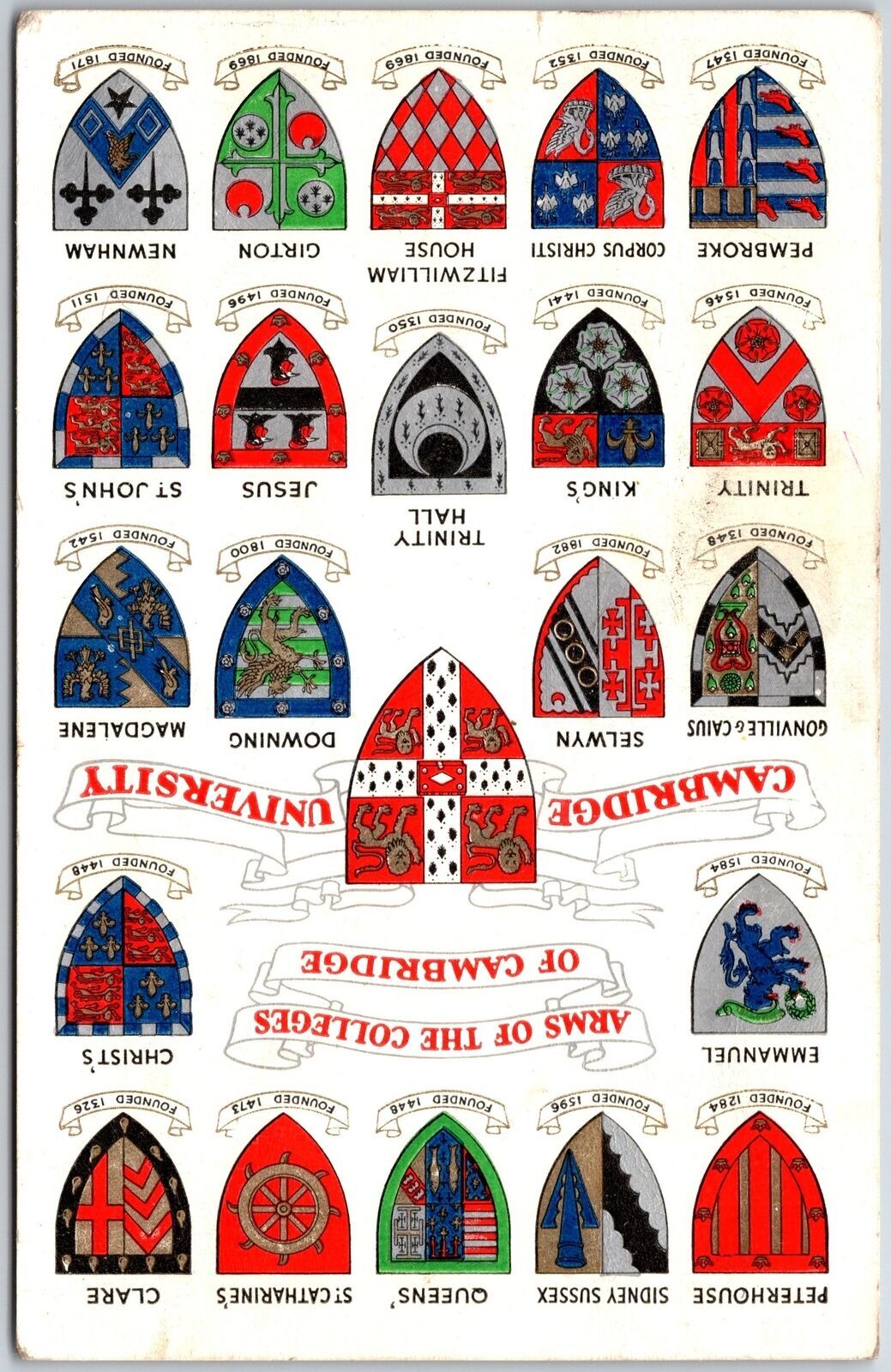 1960's Arms of Colleges Of Cambridge University England Symbols Posted ...
