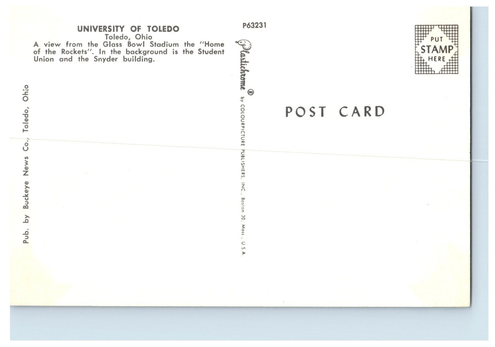 Vintage University Of Toledo Rocket, Toledo, Ohio. Postcard P225E ...