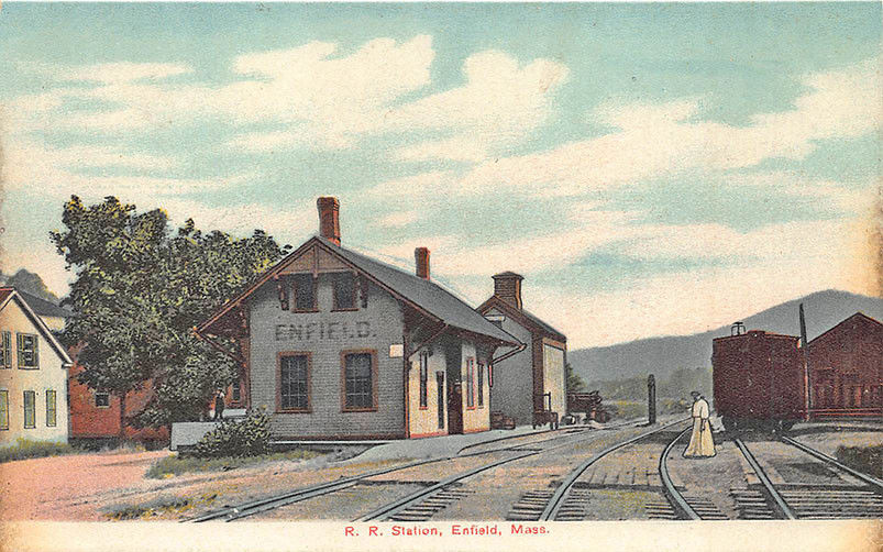 Enfield MA Quabbin Town Railroad Station Train Depot Postcard | Topics ...