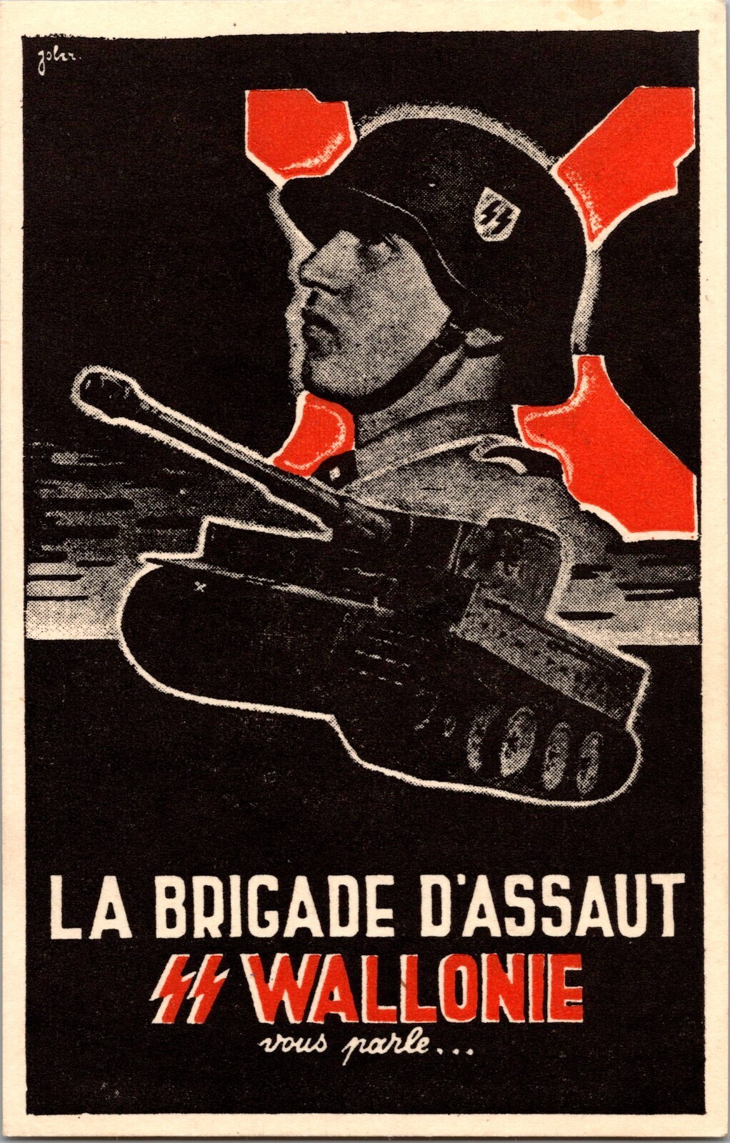 Mint Belgium Germany Waffen SS Walloon Brigade Postcard Tiger Tank w ...