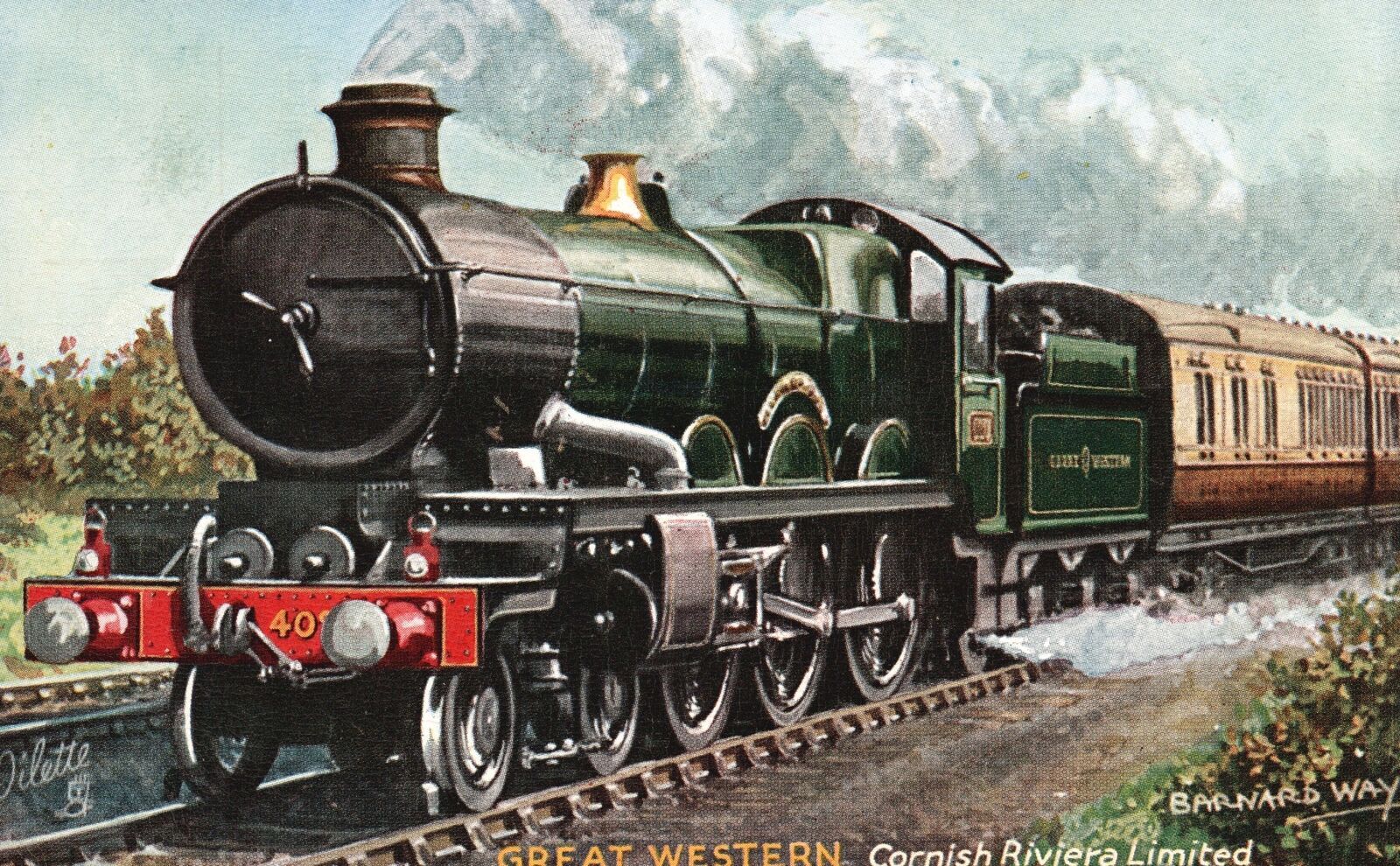 Vintage Postcard Train Great Western Cornish Riviera Limited G.W.R ...