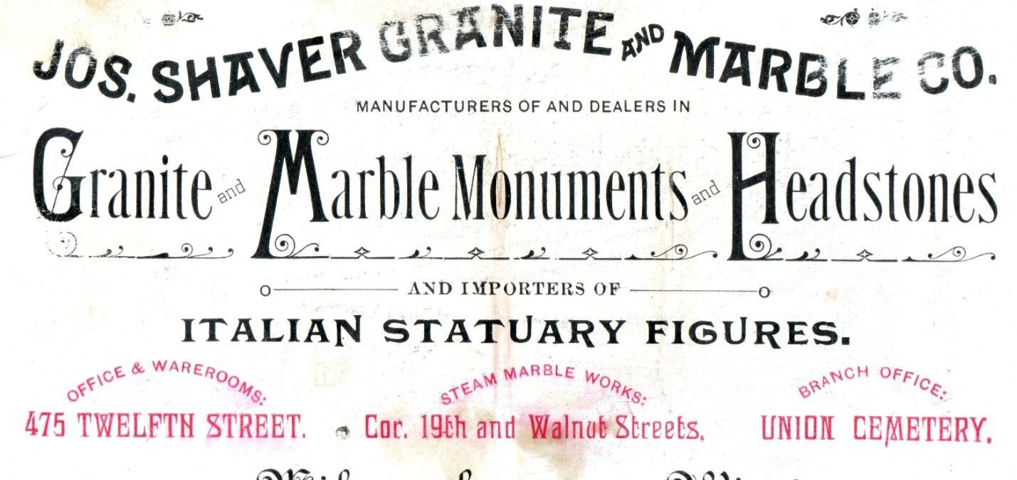 1870's Jos Shaver Steam Marble Works Italian Statuary Milwaukee Trade ...