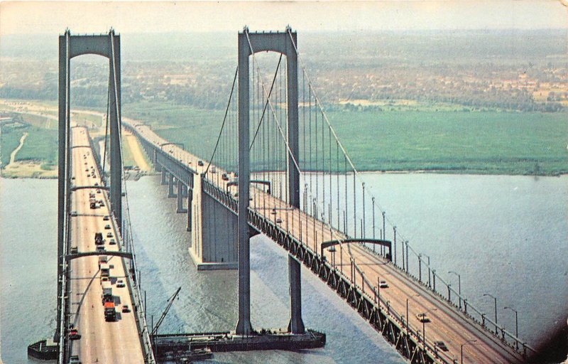 Wilmington Delaware 1960s Postcard Delaware Memorial Bridge Twin Span ...