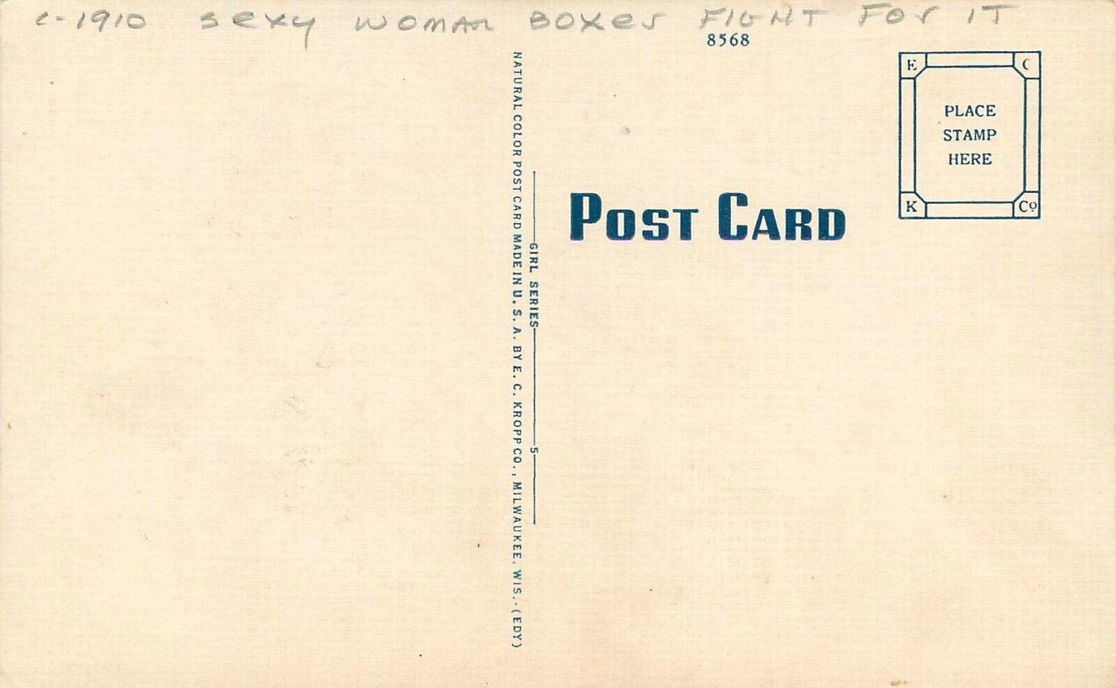 Postcard C-1910 Sexy Woman Boxer fight for it Kropp linen 23-6113 ...