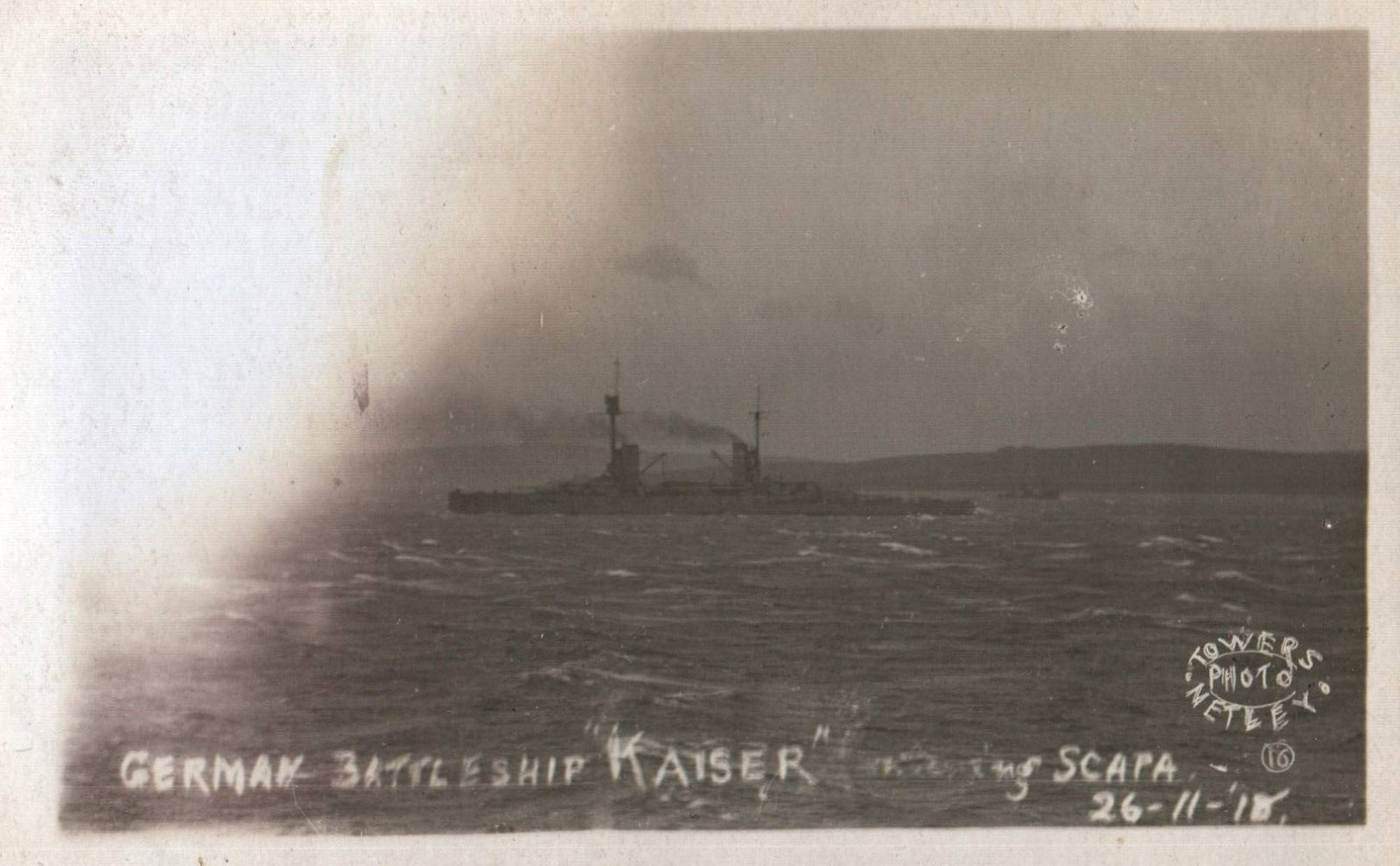German Navy Cruiser Battleship WWI Postcard c.1910s SMS Kaiser Leaving ...