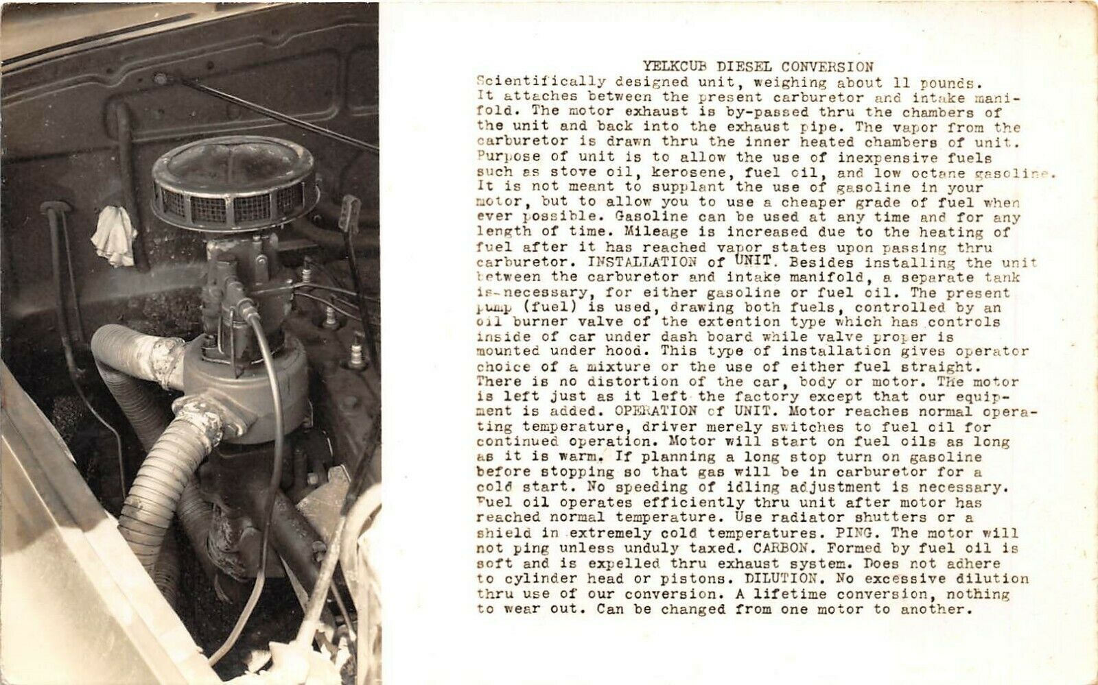 Yelkcub Diesel Conversion Engine 1940s RPPC Real Photo Postcard | Other ...