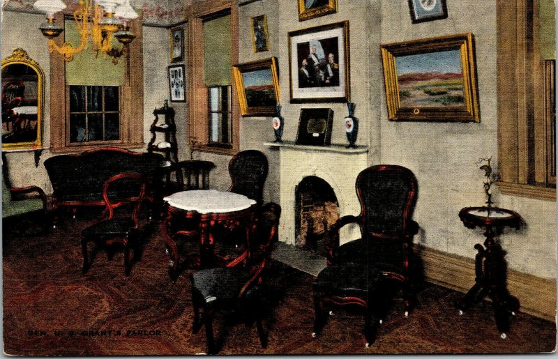 Vtg 1940s General US Grant Parlor Interior Home Galena Illinois Linen ...