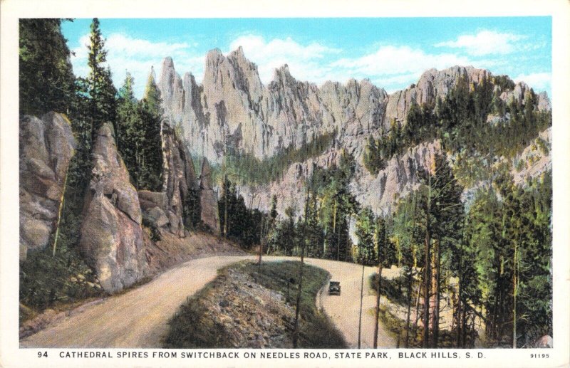 Vtg 1920s PC Cathedral Spires Switchback Needles Rd Black Hills State ...