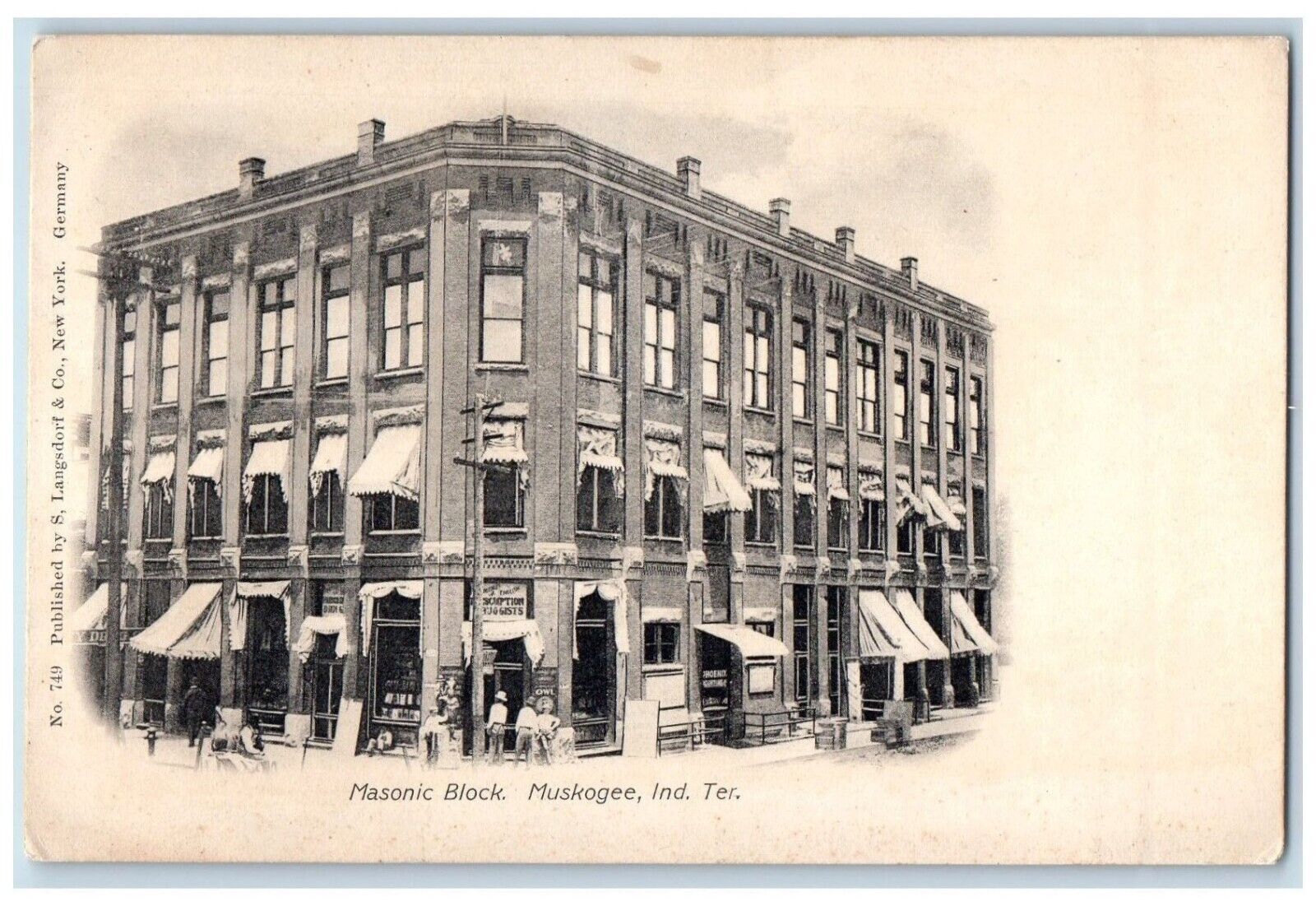 Indian Territory Oklahoma OK Postcard Masonic Block Muskogee Building ...