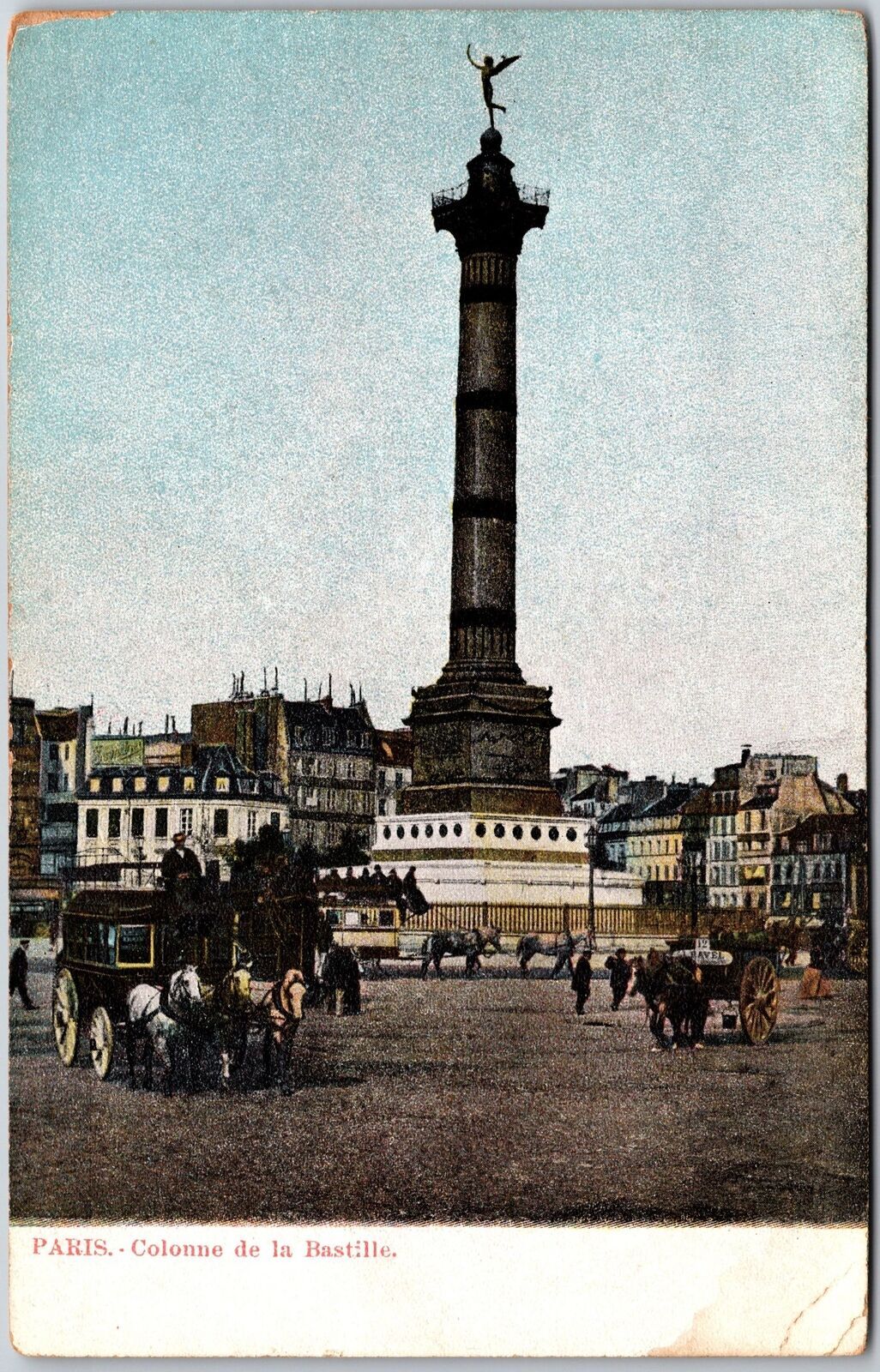 Colonne De La Bastille Paris France Monument 1830 Revolution Postcard ...