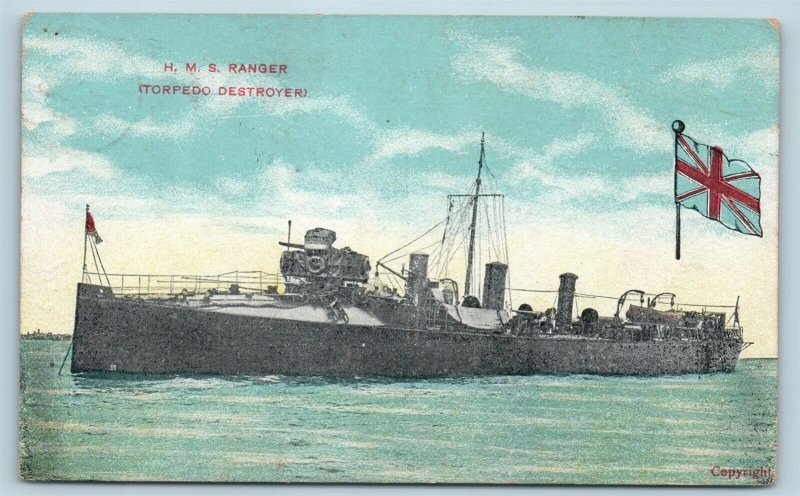 Postcard British Navy Ship HMS Ranger Torpedo Destroyer 1908 V11 ...