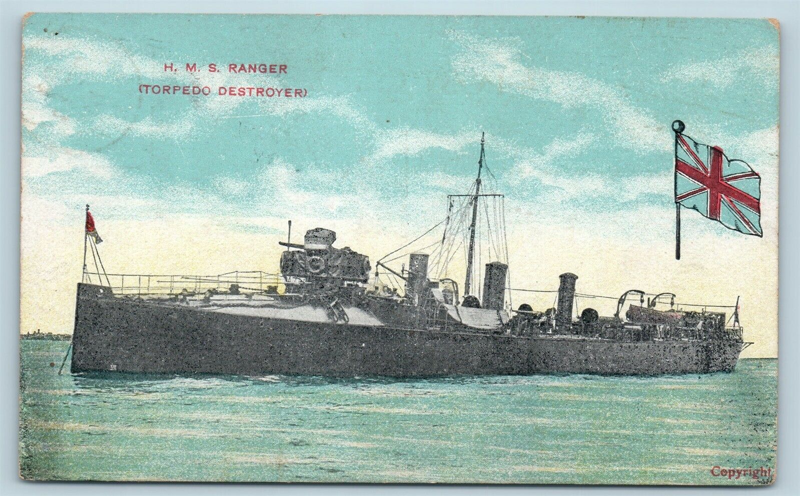 Postcard British Navy Ship HMS Ranger Torpedo Destroyer 1908 V11 ...