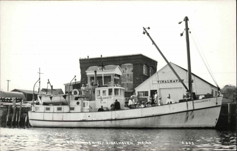 Vinalhaven ME Steamer Ship Vinalhaven II at Dock Real Photo Postcard ...