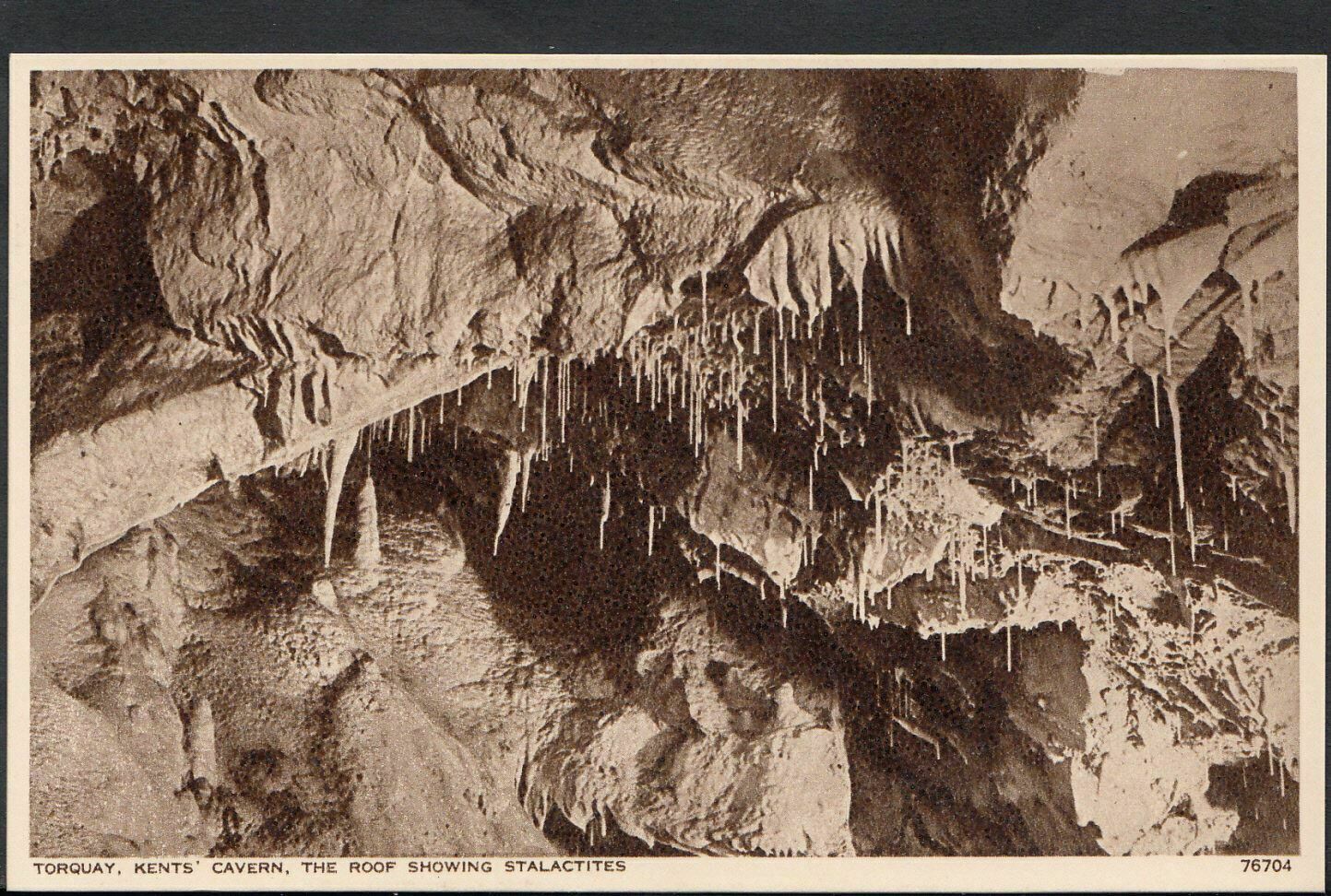 Devon Postcard - Torquay, Kent's Cavern - The Roof Showing Stalactites ...
