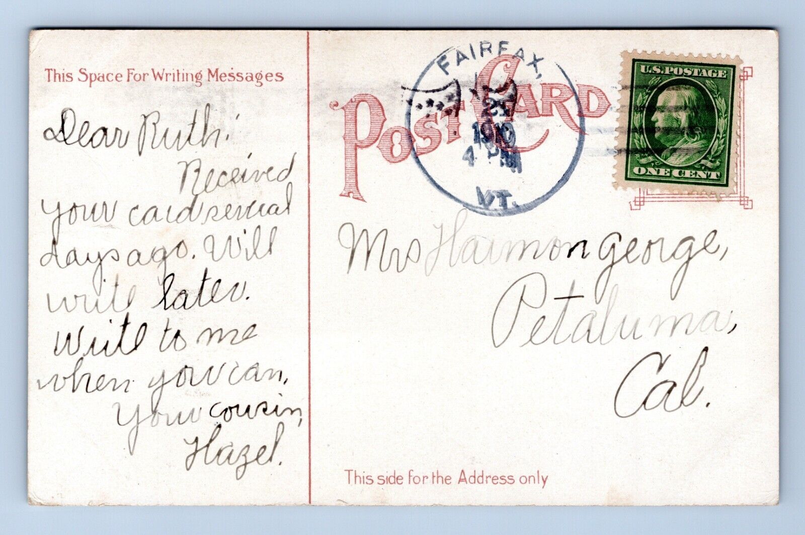 Ethan Allen Tower and Marker Inset Burlington Vermont VT 1910 DB ...