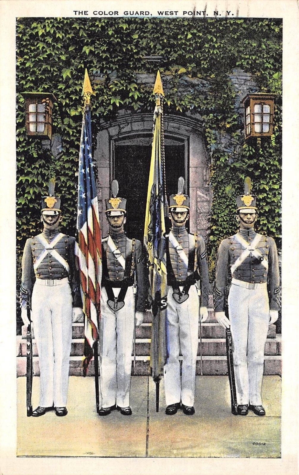West Point New York 1941 WWII Era Postcard The Color Guard Soldiers ...