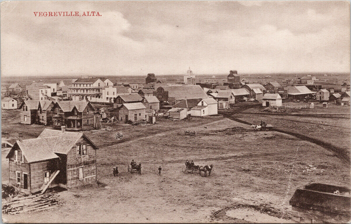 Vegreville Alberta AB Alta Birdseye Grain Elevators Town View Postcard ...