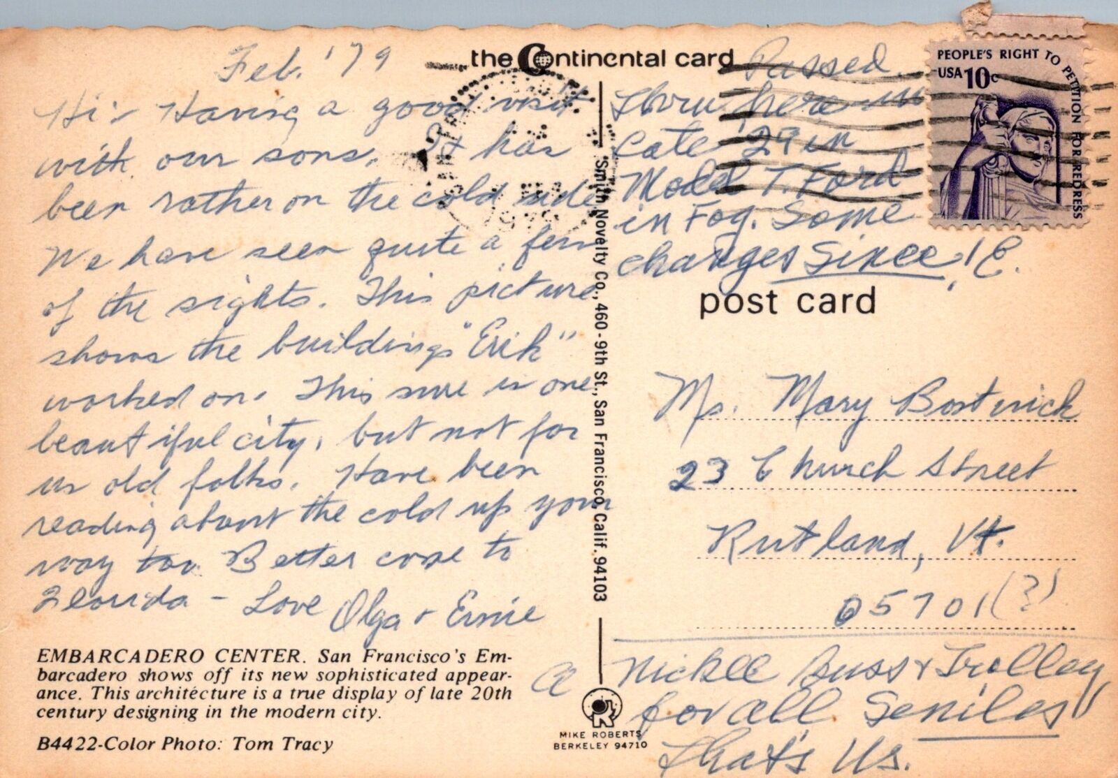 Vintage Postcard Continental Size Embarcadero Center SAN Francisco ...