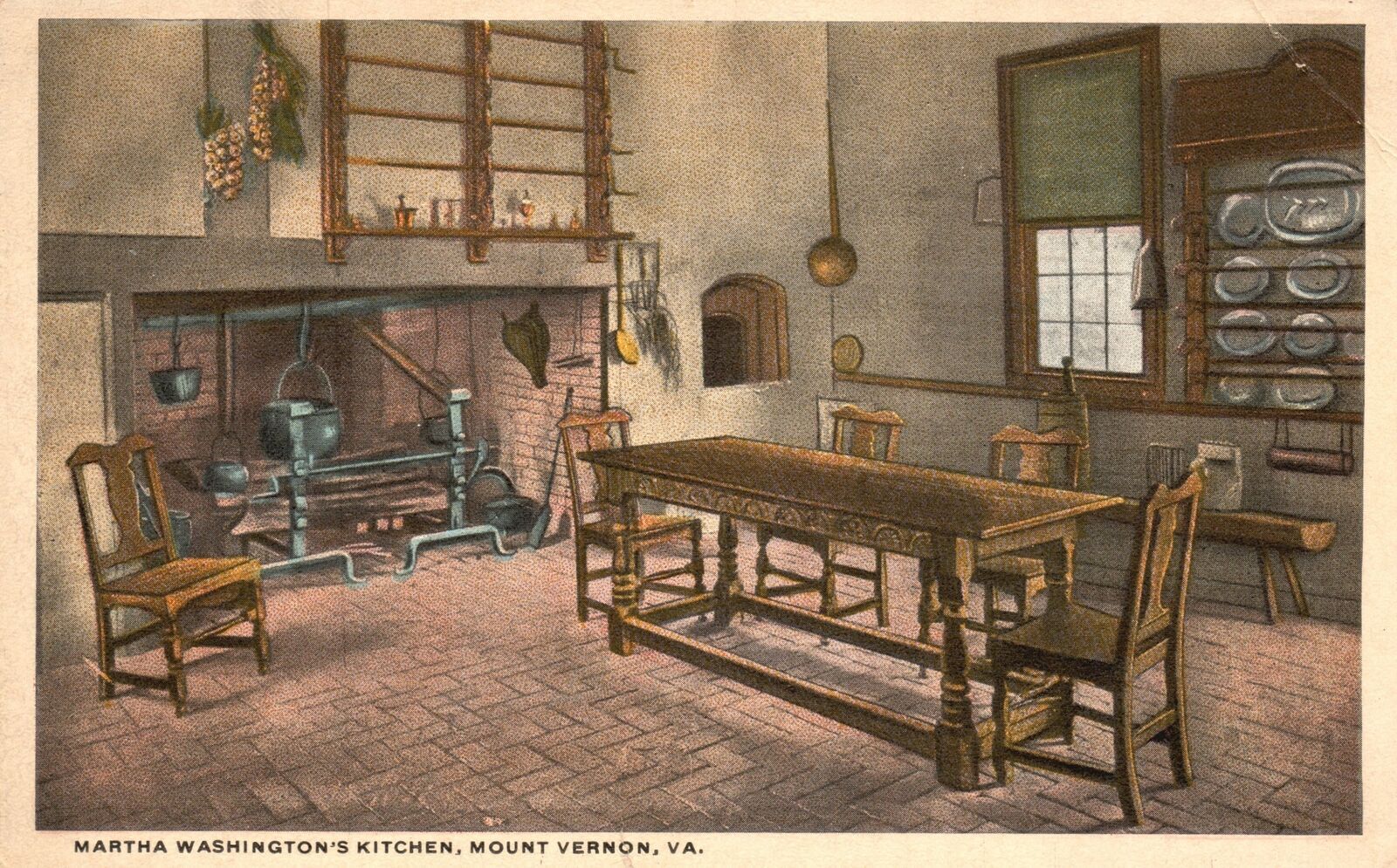 Vintage Postcard 1920's Martha Washington's Kitchen Mount Vernon Va ...