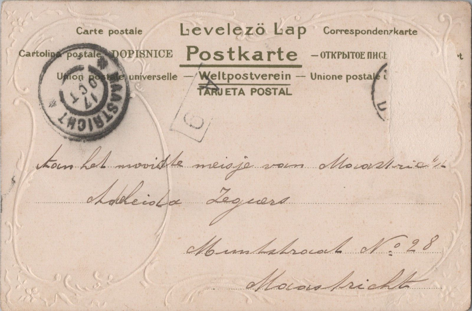 Art Nouveau Classy Couple Fan Mustache Embossed Vintage Postcard B179 ...