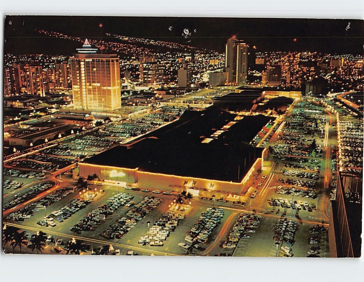 Postcard Night view of the famous Ala Moana Shopping Center, Honolulu ...