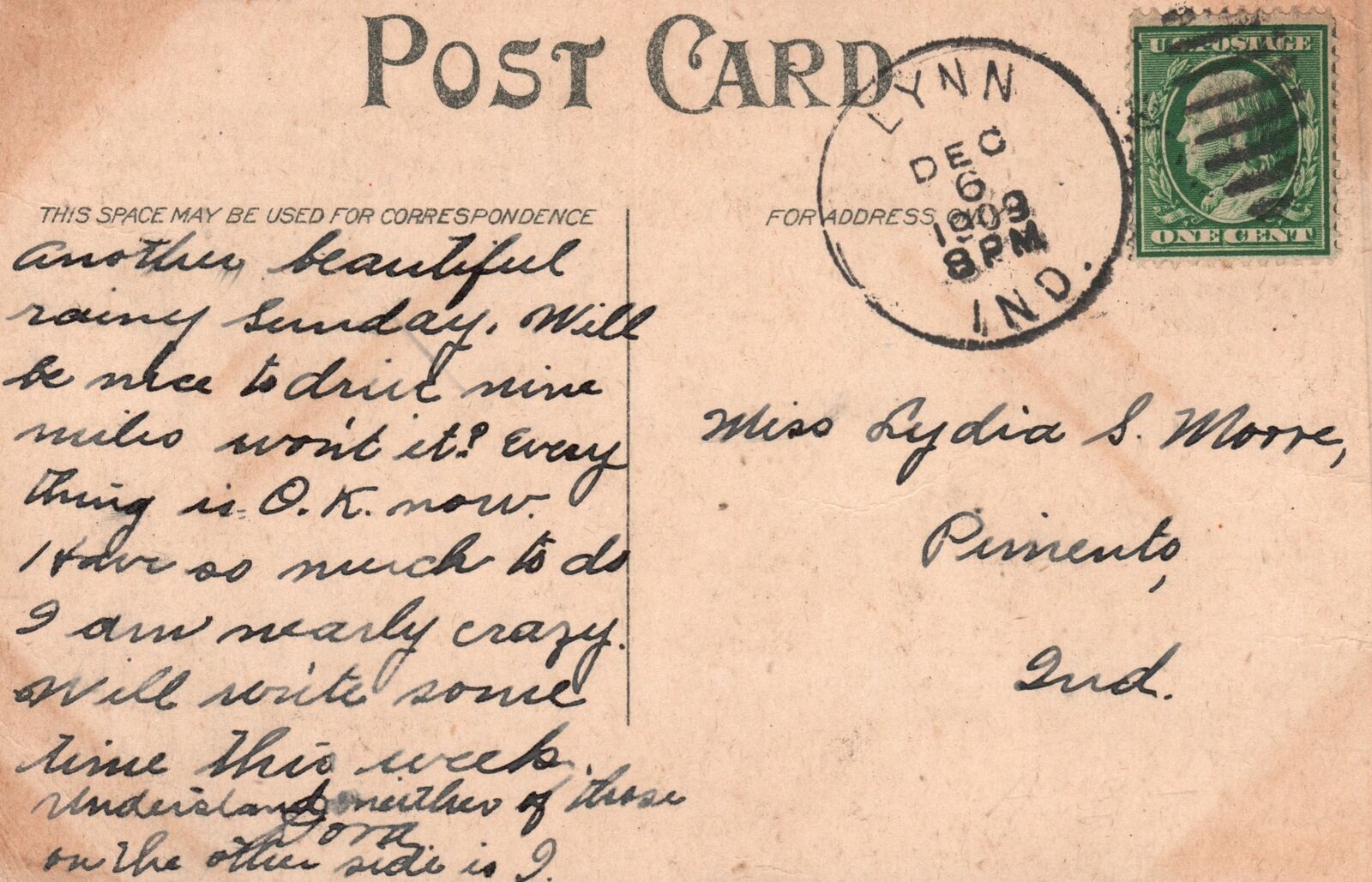 Vintage Postcard 1909 Too Busy To Write Thoughtful Remembrance Souvenir ...