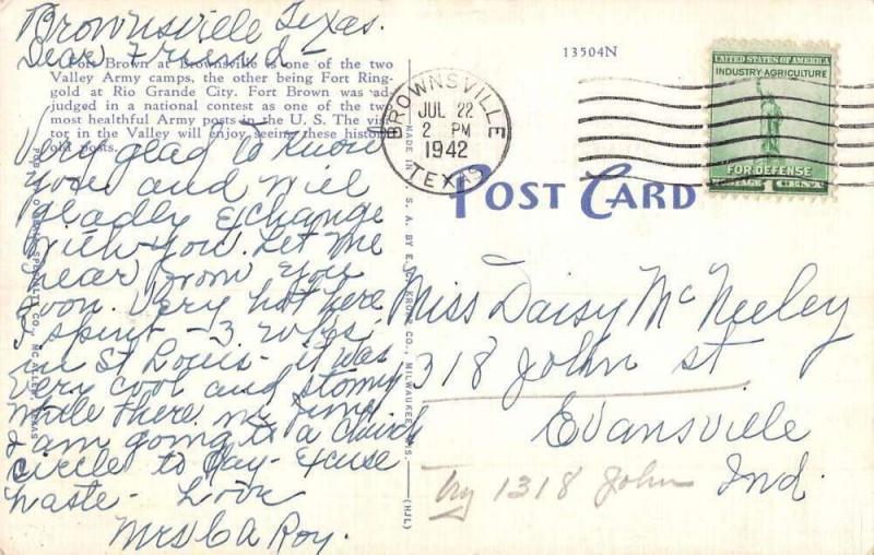 Brownsville Texas Fort Brown Flag Pole Antique Postcard K107255 ...