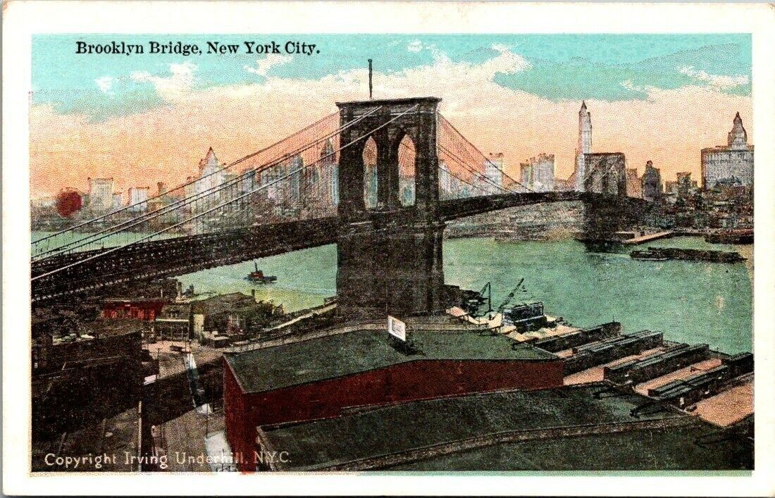 Vintage New York Postcard - Brooklyn Bridge - New York City NYC ...
