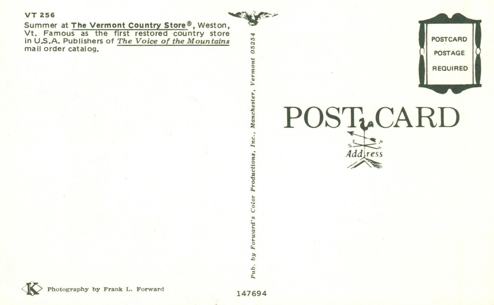 Vintage Postcard Summer At Vermont First Restored County Store Weston ...