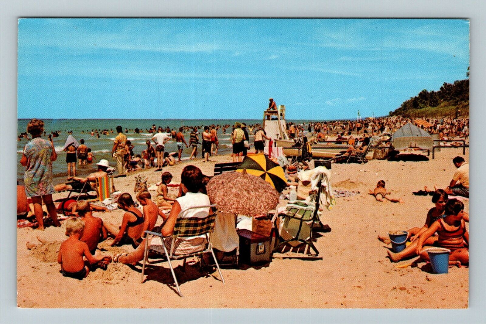 Chesterton IN-Indiana Dunes State Park Lake Michigan Beach Scene Chrome ...