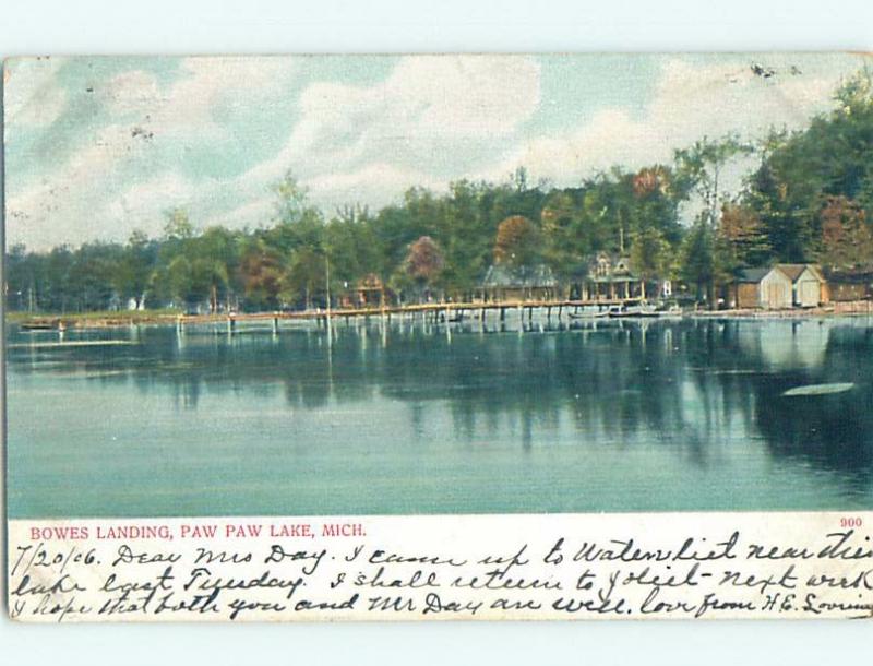 Pre-1907 BOWES LANDING Paw Paw Lake - Coloma & Watervliet Michigan MI ...