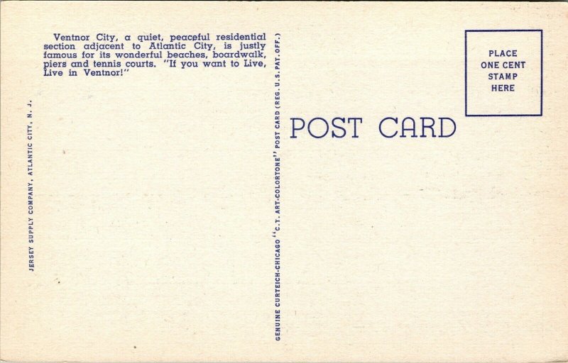 Vtg Atlantic City New Jersey NJ View from Ventnor Pier 1930s Linen ...