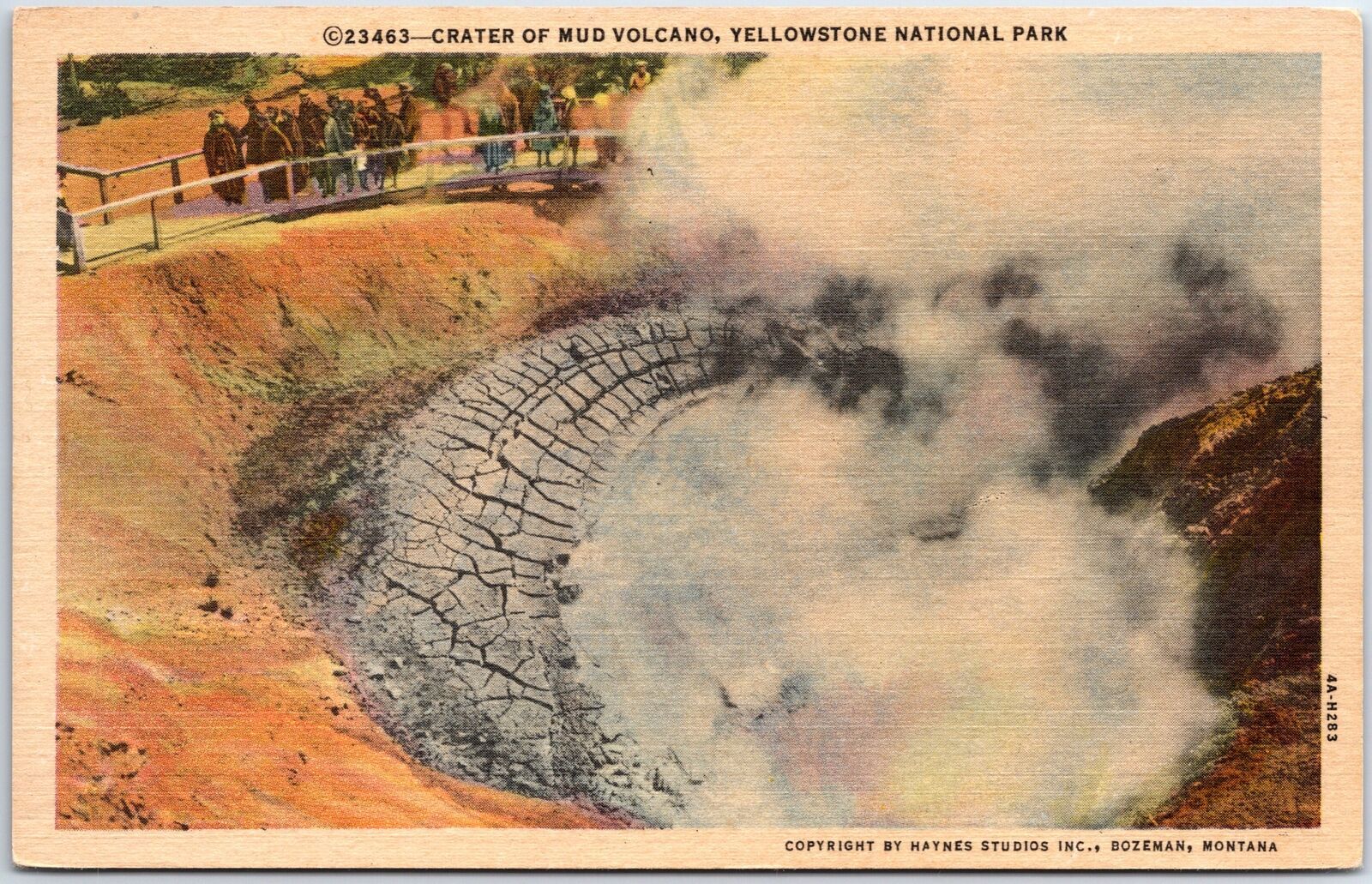 Vintage Postcard Crater of MUD Volcano at Yellowstone National Park ...