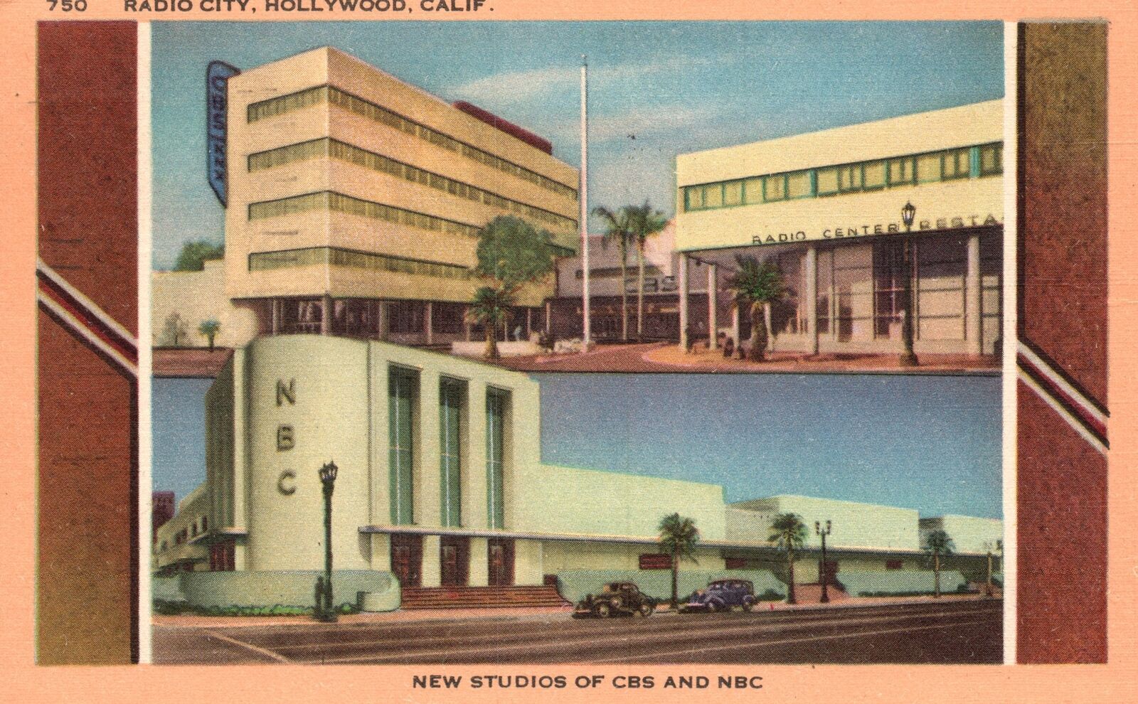 Vintage Postcard 1944 Radio City Center CBS & NBC Studios Hollywood ...