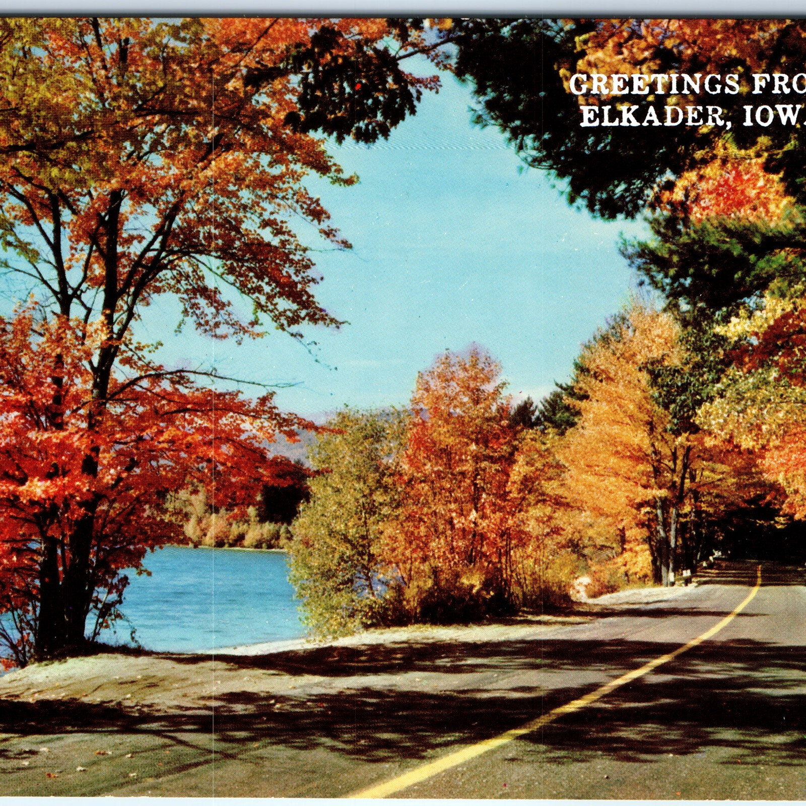 c1970s Elkader, IA Autumn Tree "Main Street" Poem by Joyce Kilmer ...