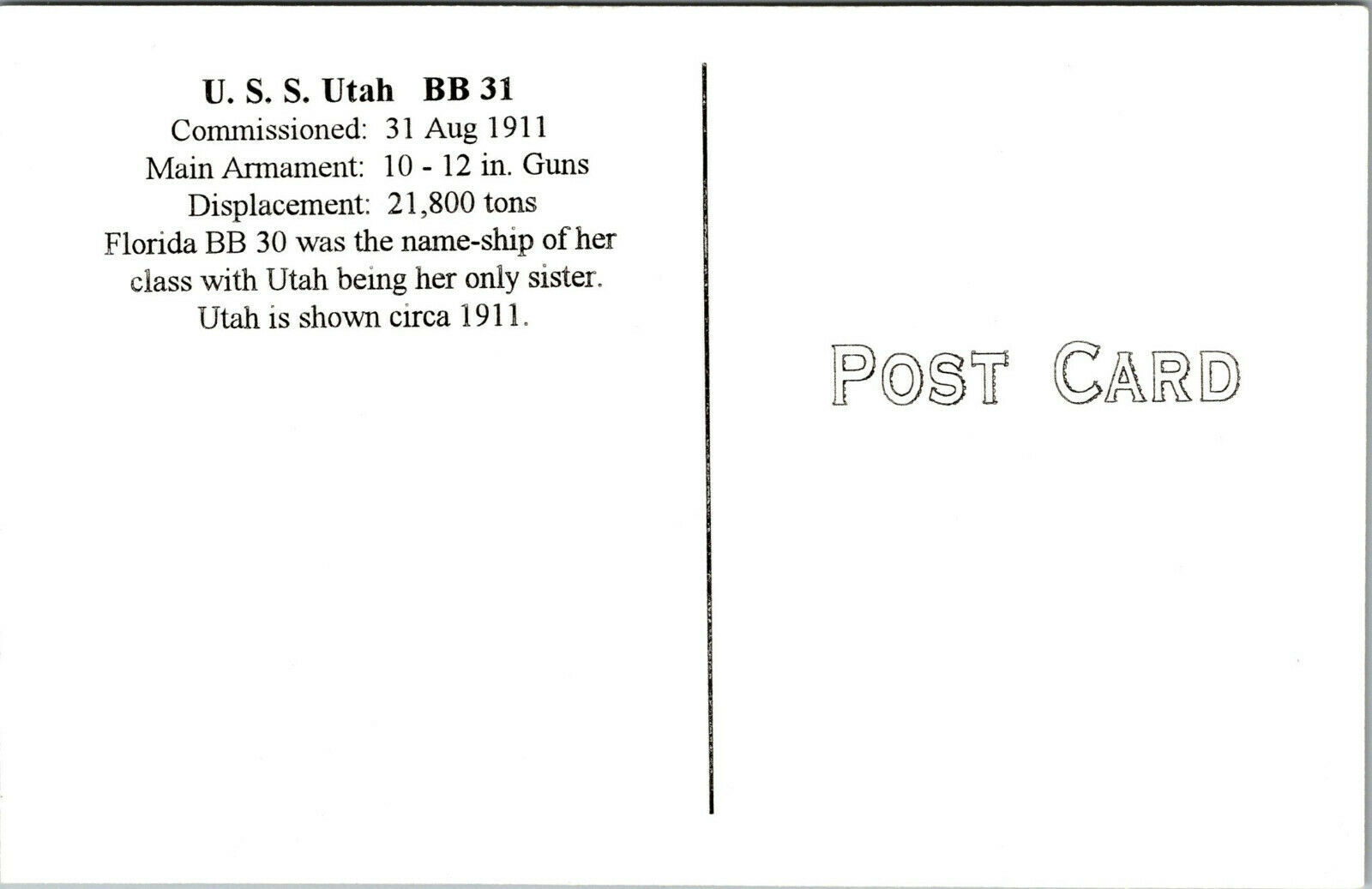 Vtg Battleship USS Utah BB 31 US Navy RPPC Real Photo Postcard | United ...