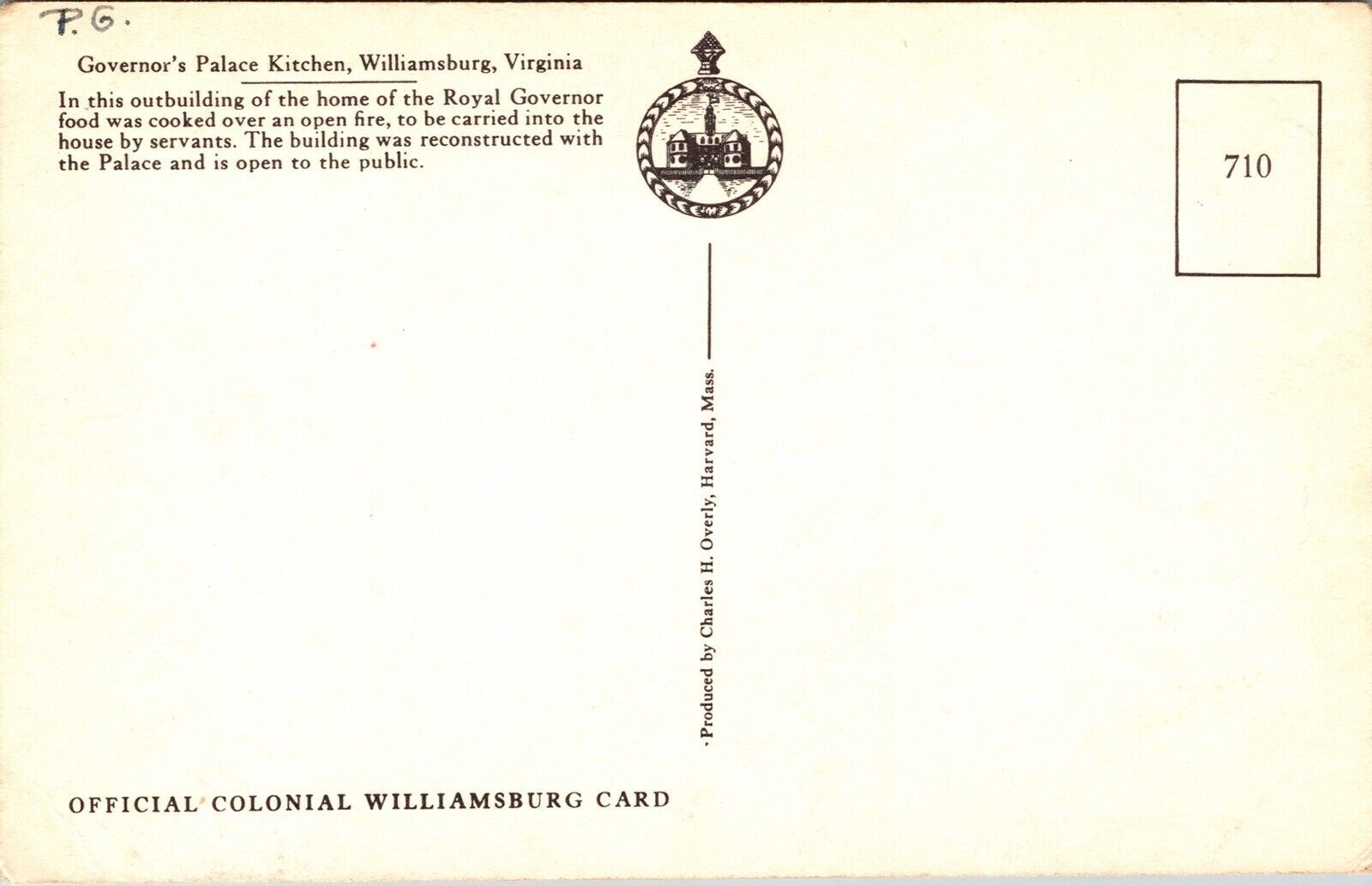 Governors Palace Kitchen Williamsburg Virinia Va Royal Governor ...