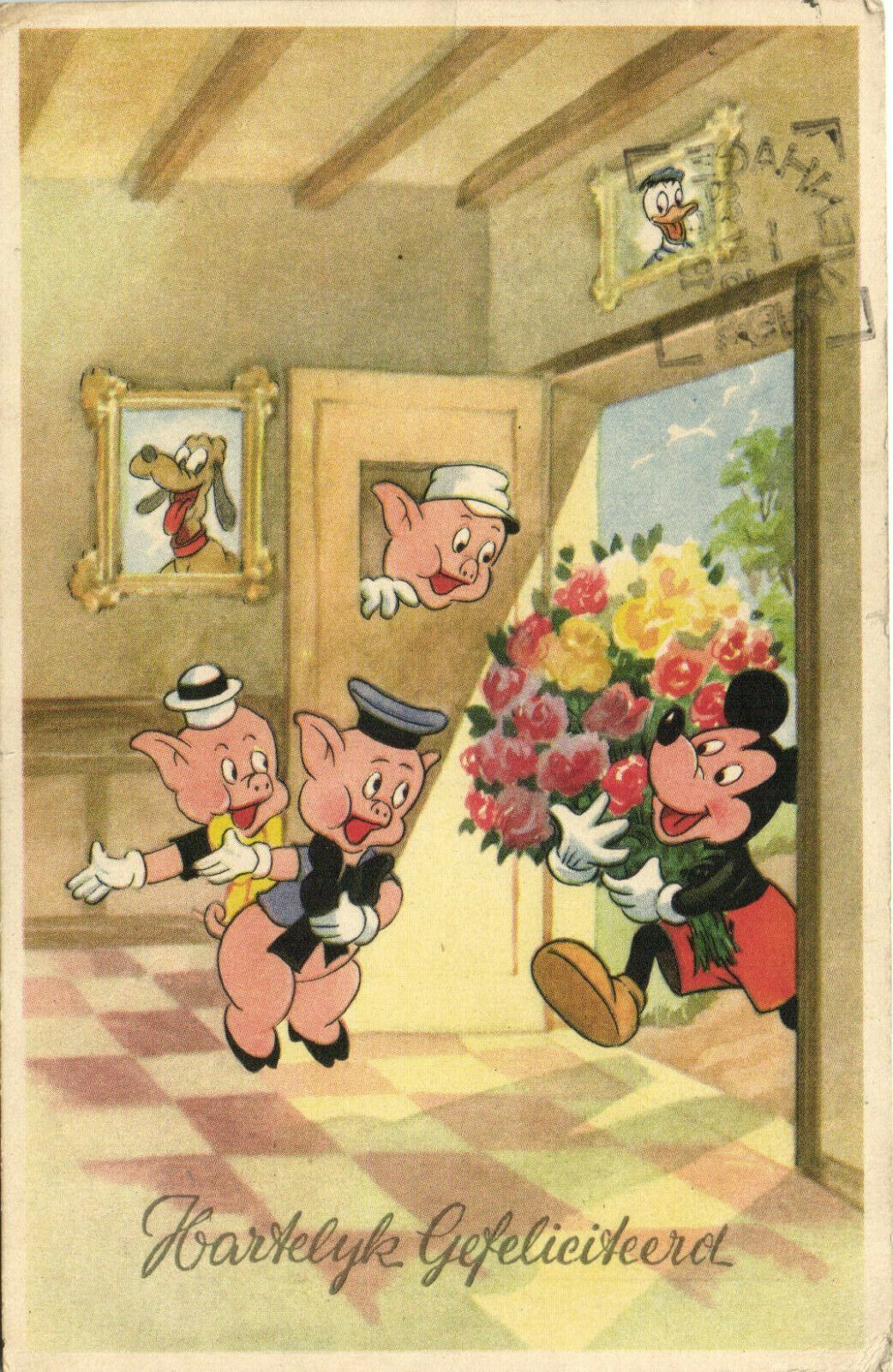 PC DISNEY, THREE LITTLE PIGS, MICKEY MOUSE, Vintage Postcard (b27769 ...