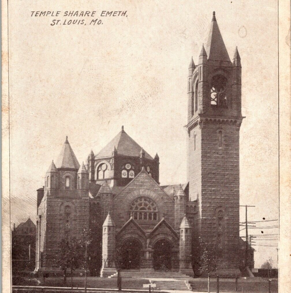 c1905 Temple Shaare Emeth Building Complex St Louis MO Undivided Back ...