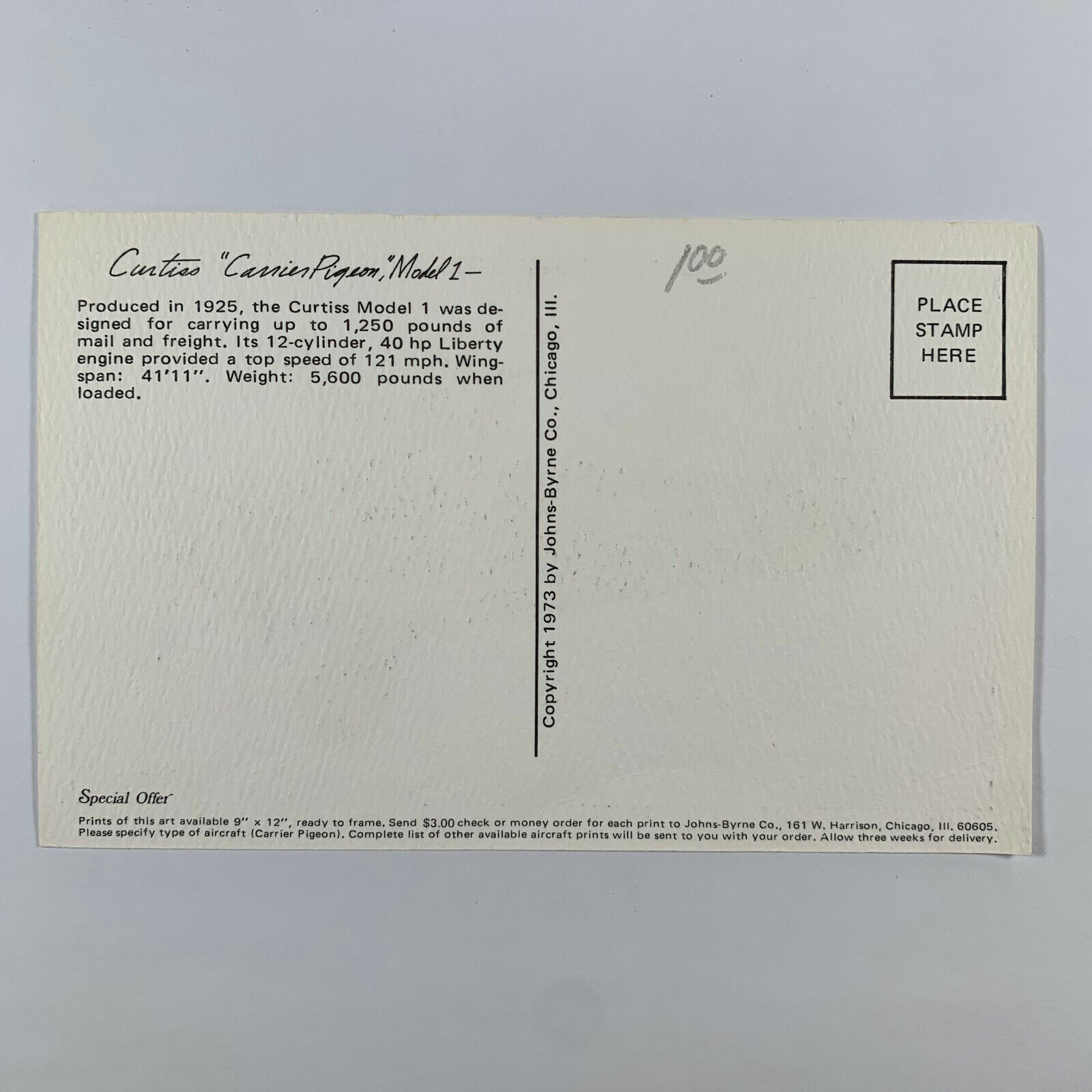 Postcard Aviation Roy Andersen 1925 Curtiss Carrier Pigeon Model 1 ...