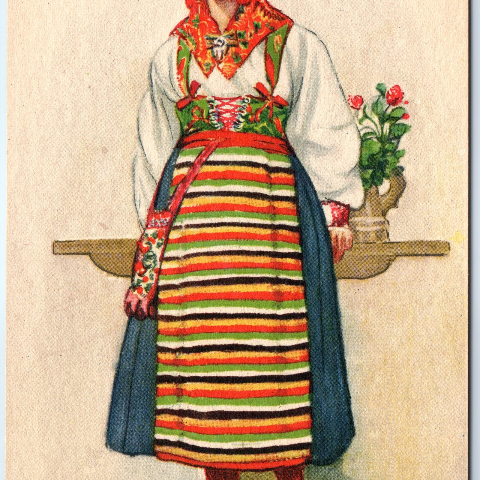 c1920s Rattvik, Sweden Cute Woman Traditional Costume Skirt Lady ...