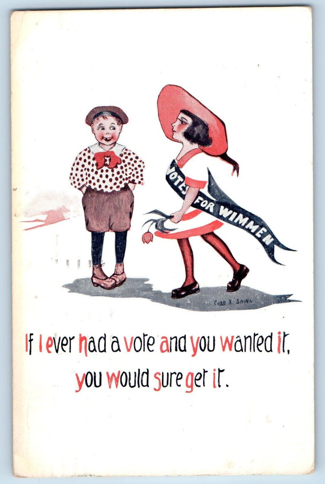 Cobb Shinn Signed Artist Postcard Women's Suffrage With Sash Oakland CA ...