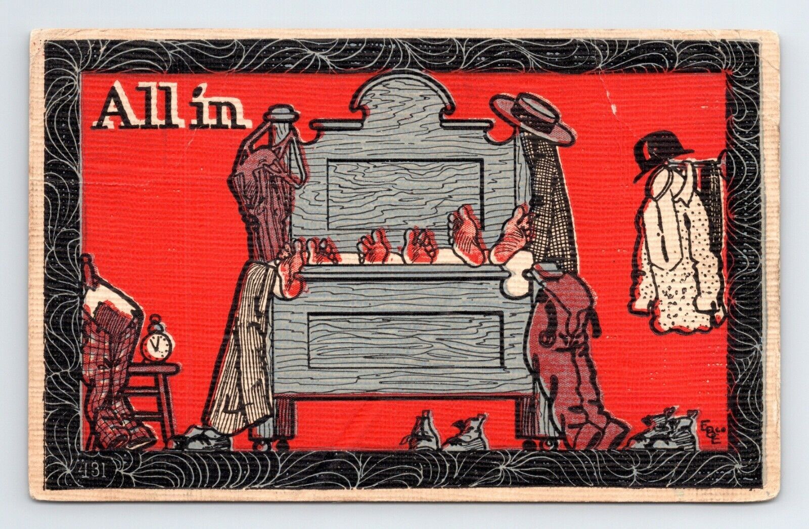 Risque Comic Couple in Bed Are All In 1907 Linen DB Postcard I17 ...