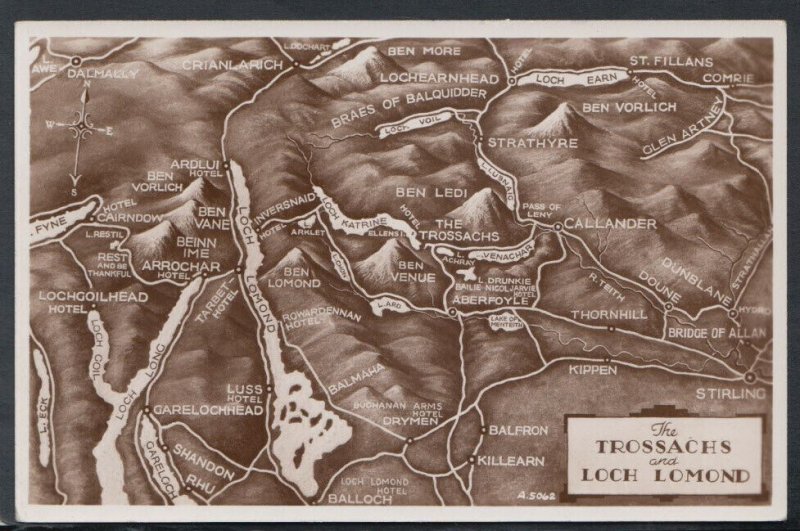 Scotland Postcard - Map of The Trossachs and Loch Lomond RS15444 ...