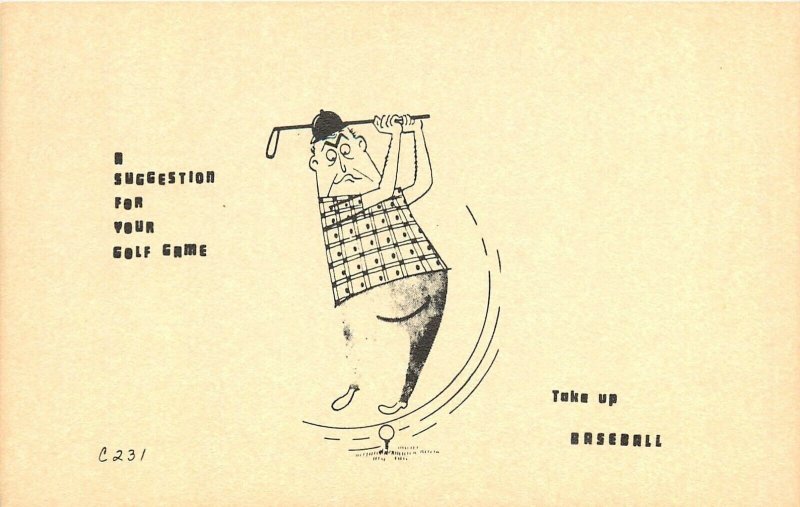 Postcard 1950s Golf Swing take up baseball Comic humor TP24-387 | Other ...