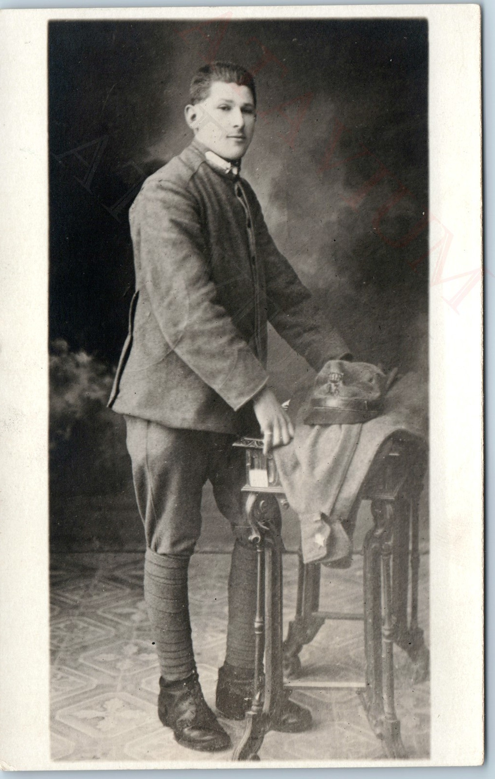 c1910s Uniformed Young Man Portrait RPPC Slick Military Fraternity ...