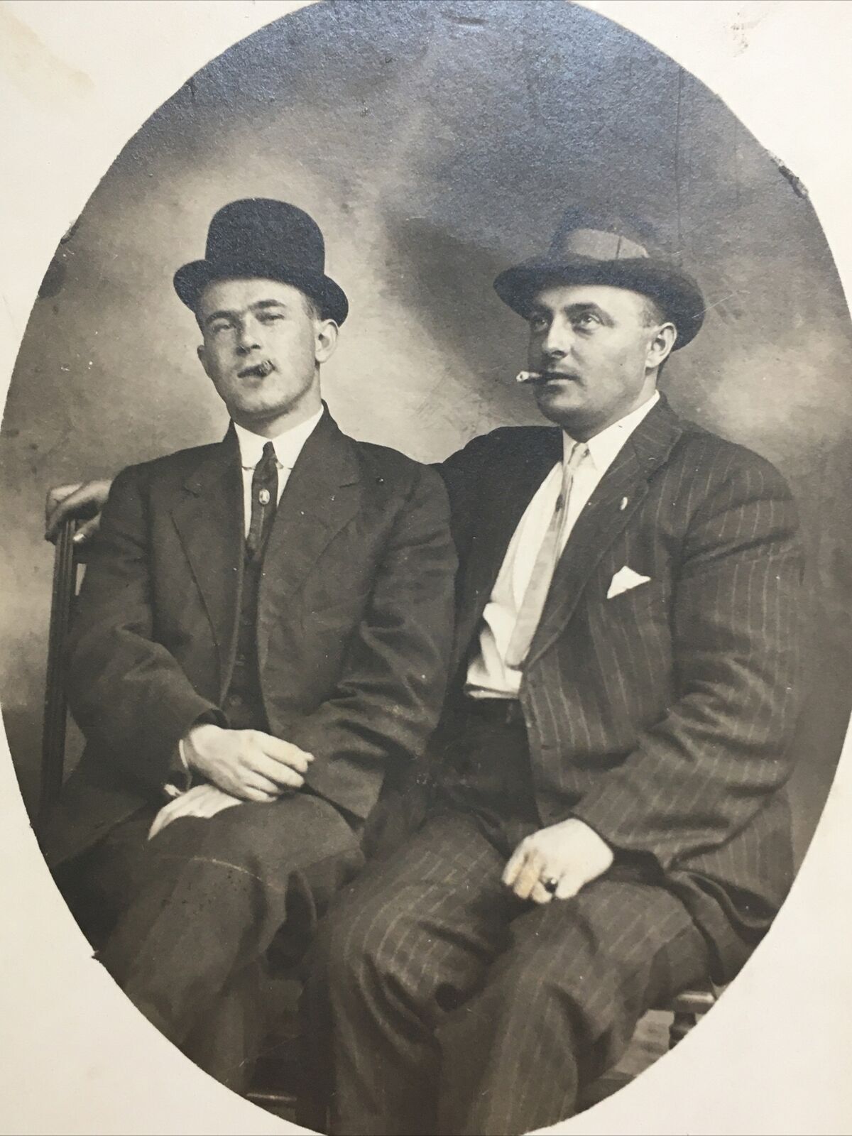 RPPC American Mobster Gangster Looking Men Cigars Pinstripes Real Photo ...